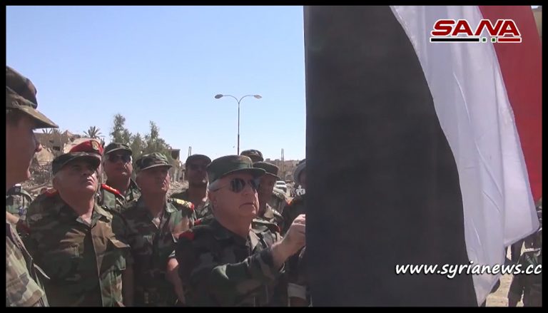 SAA Chief of Staff Raises Syrian Flag over As-Sukhnah