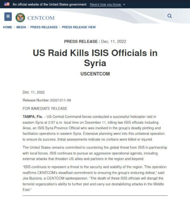 US Helicopters Kill Two CIA's ISIS Assets in Northeastern Syria