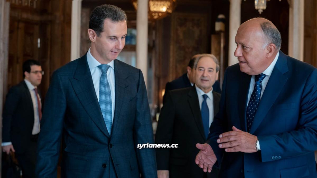 Egyptian FM Delivers a Message to President Assad from El-Sisi